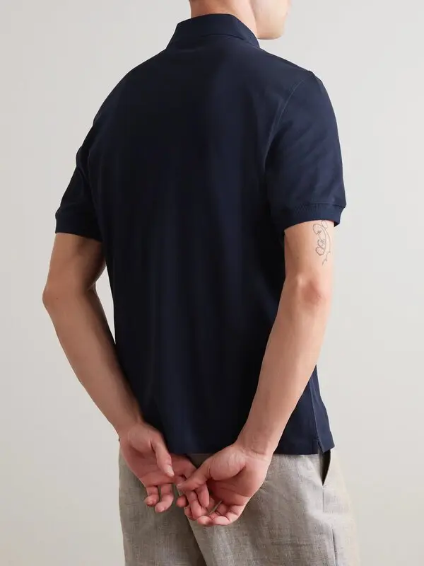 Brunello Cucinelli Cotton-piqué Polo Shirt - Blue
