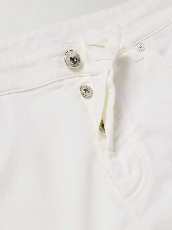 Brunello Cucinelli Slim-fit Straight-leg Logo-embroidered Jeans - White