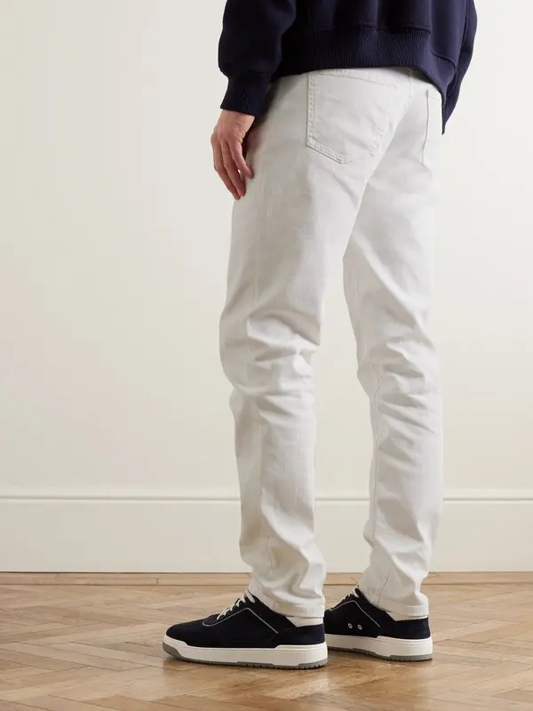 Brunello Cucinelli Slim-fit Straight-leg Logo-embroidered Jeans - White