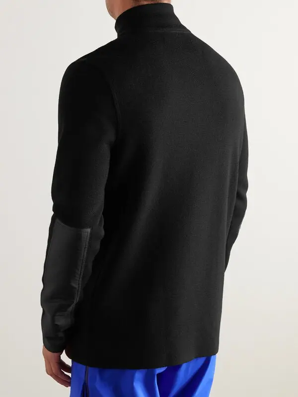 Aztech Mountain Matterhorn Shell-trimmed Wool Half-zip Mid-layer - Black
