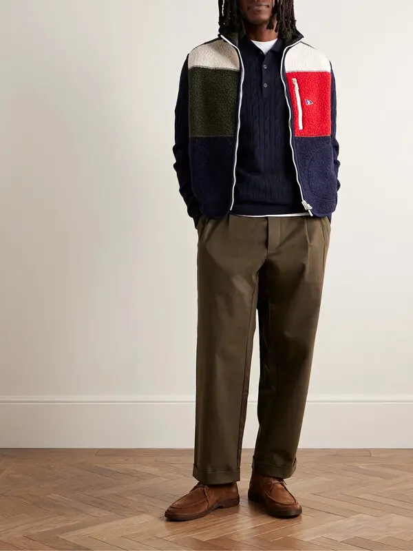 GHIAIA Cable-knit Cashmere Polo Shirt
