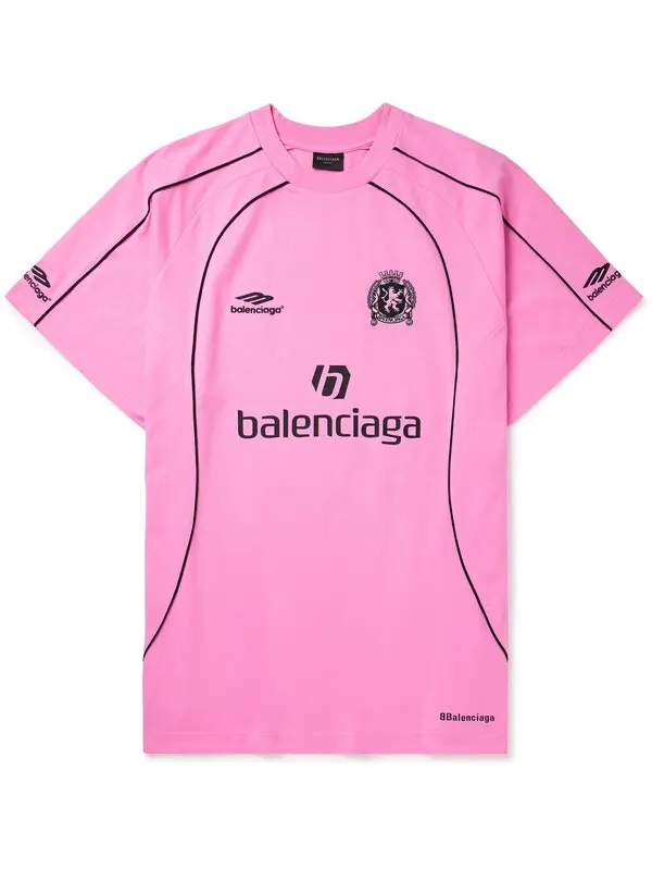Balenciaga Oversized Embroidered Logo-Print Cotton-Jersey T-Shirt