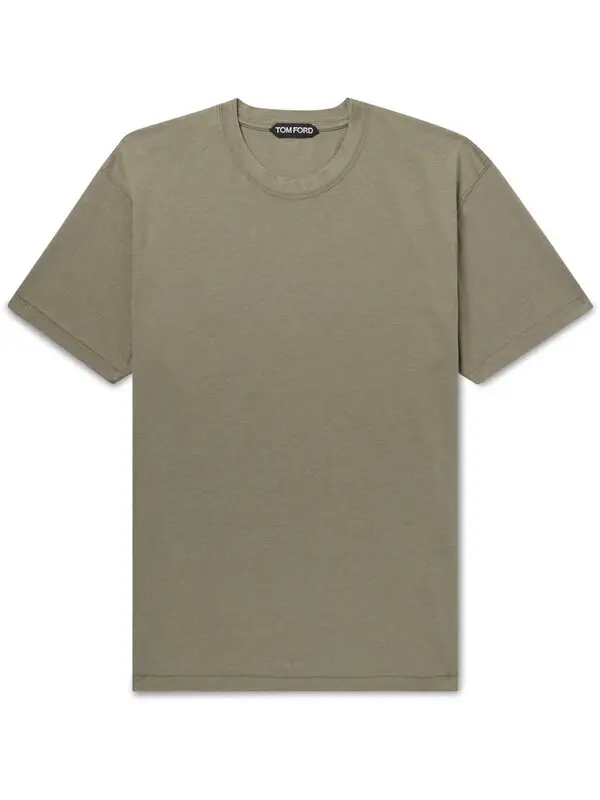 TOM FORD Slim-fit Lyocell And Cotton-blend Jersey T-shirt - Green