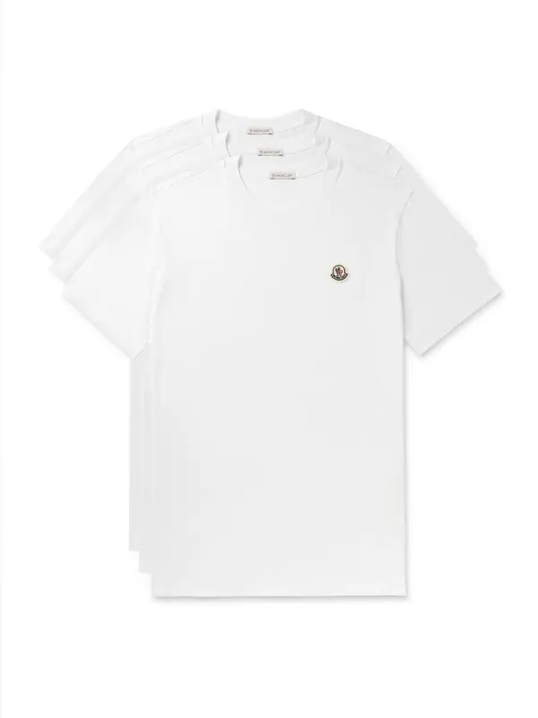 Moncler Three-pack Logo-appliquéd Cotton-jersey T-shirts