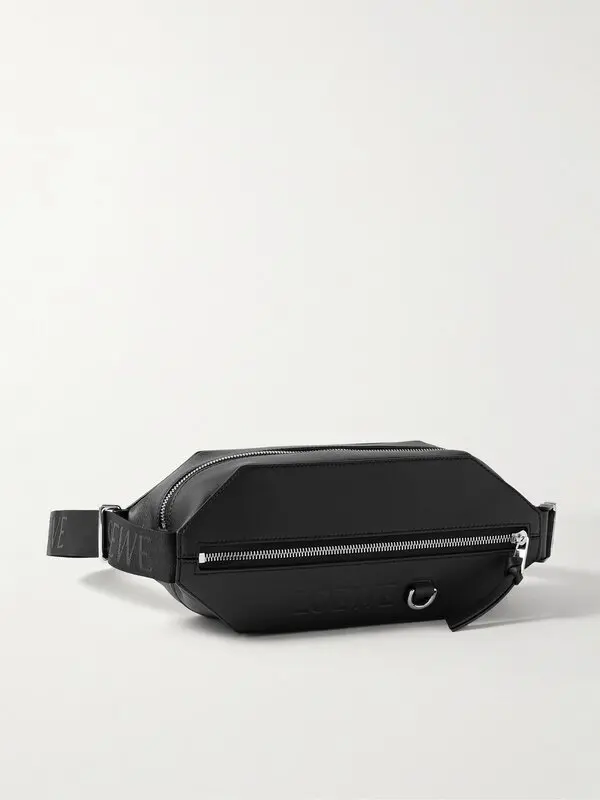 Loewe Logo-debossed Leather Belt Bag - Black
