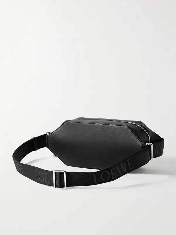 Loewe Logo-debossed Leather Belt Bag - Black