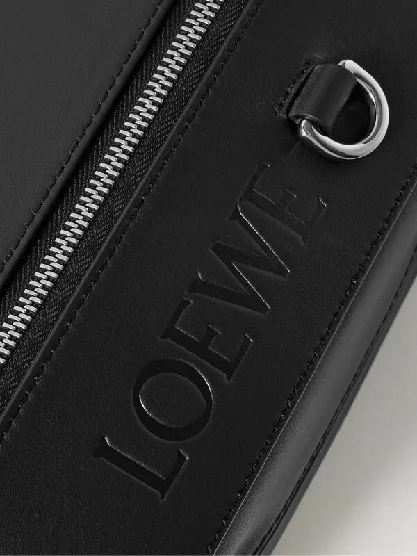 Loewe Logo-debossed Leather Belt Bag - Black