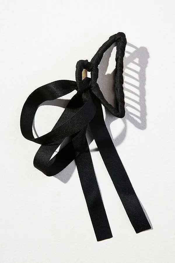 Anthropologie Clubhouse Bow Hair Claw Clip - Black