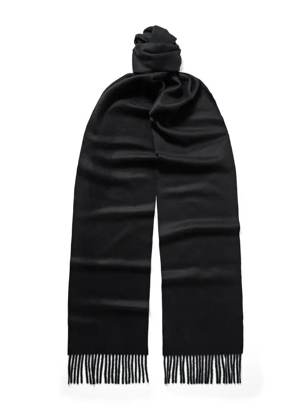 Auralee Fringed Baby Cashmere Scarf In Black - 70% Off | Editorialist