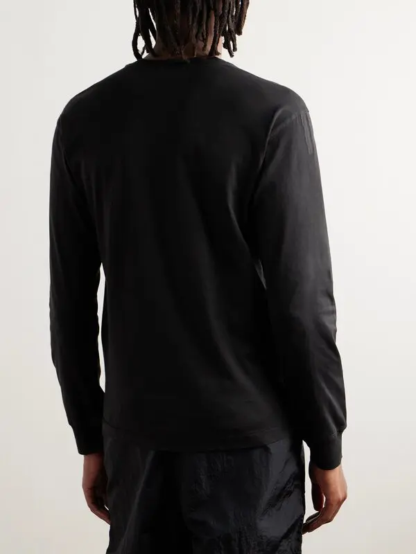 Stone Island Logo-appliquéd Garment-dyed Cotton-jersey T-shirt - Black
