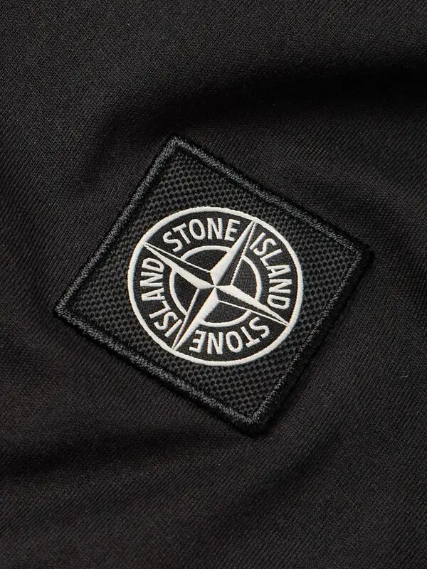 Stone Island Logo-appliquéd Garment-dyed Cotton-jersey T-shirt - Black