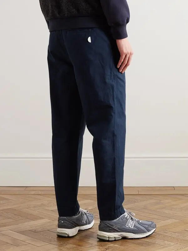 Folk Assembly Straight-leg Pleated Cotton-twill Trousers