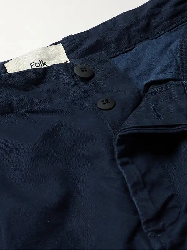 Folk Assembly Straight-leg Pleated Cotton-twill Trousers