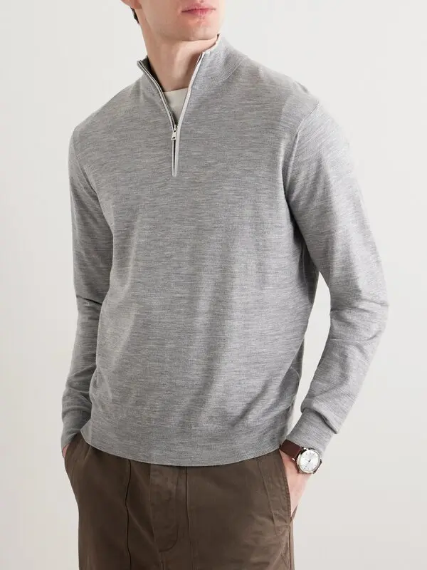 Peter Millar Excursionist Flex Wool-blend Half-zip Sweater - Gray