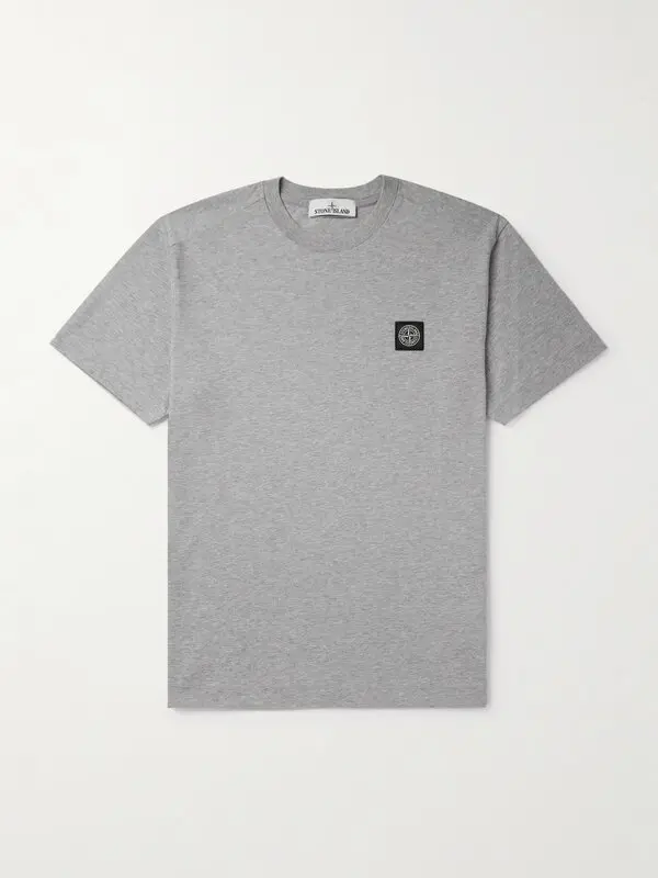 Stone Island Logo-appliquéd Cotton-jersey T-shirt - Gray