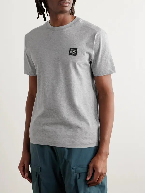 Stone Island Logo-appliquéd Cotton-jersey T-shirt - Gray