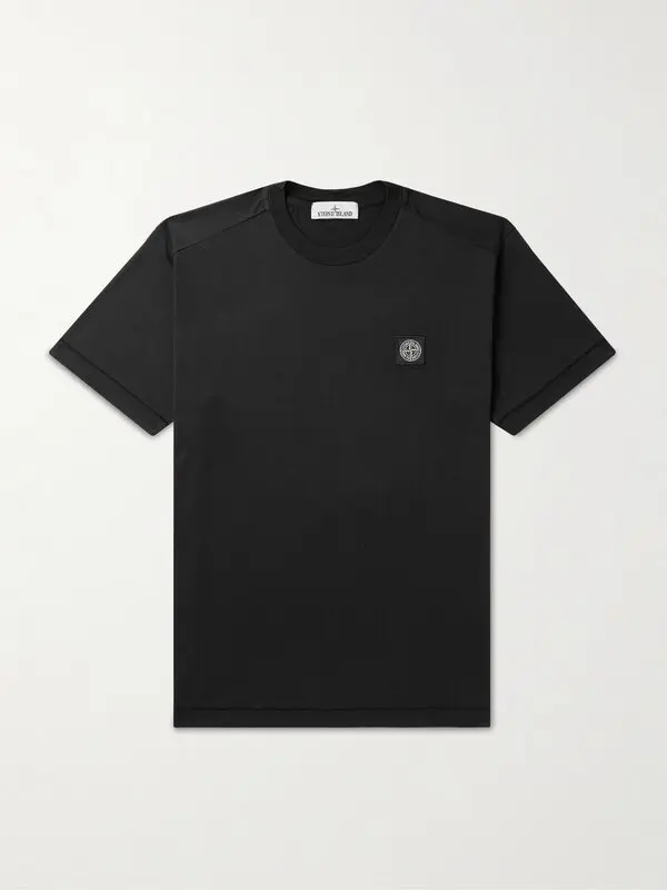 Stone Island Logo-appliquéd Cotton-jersey T-shirt - Black