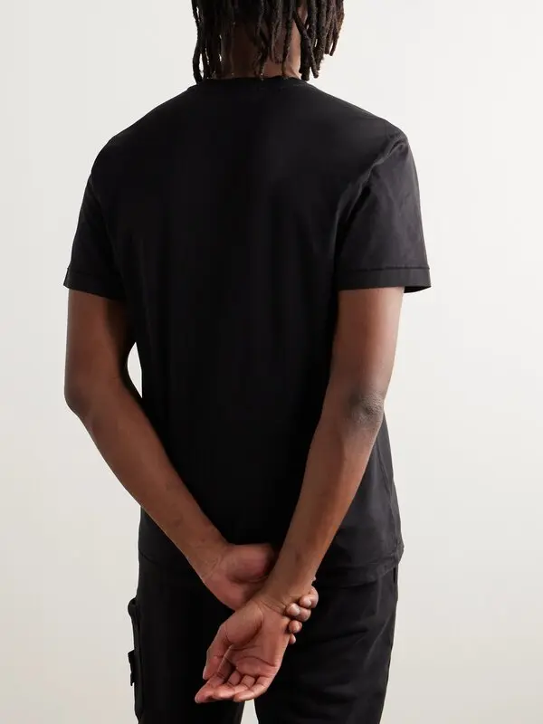 Stone Island Logo-appliquéd Cotton-jersey T-shirt - Black