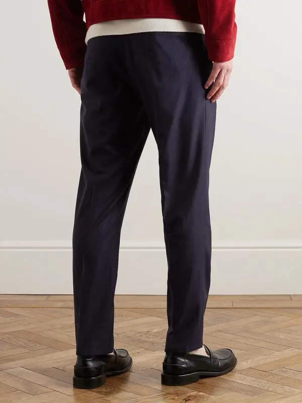 Mr P. Tapered Pleated Wool-blend Flannel Trousers
