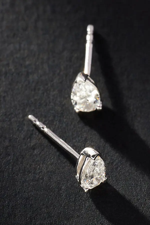 FINE DIAMONDS BY ANTHROPOLOGIE Pear-cut Diamond Earrings - Silver