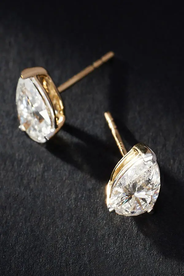 FINE DIAMONDS BY ANTHROPOLOGIE Pear-cut Diamond Stud Earrings - Gold
