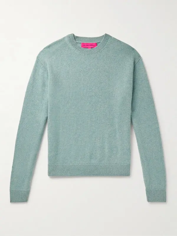 THE ELDER STATESMAN Cashmere Crew Neck Sweater - Blue