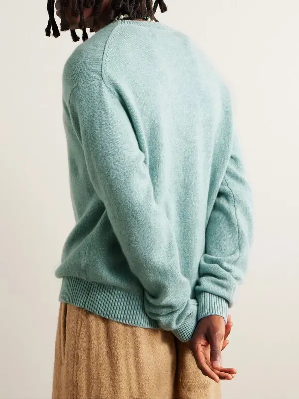 THE ELDER STATESMAN Cashmere Crew Neck Sweater - Blue