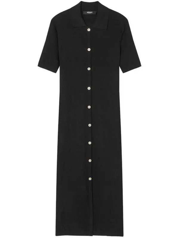 Versace Medusa Head-button Knit Midi Dress