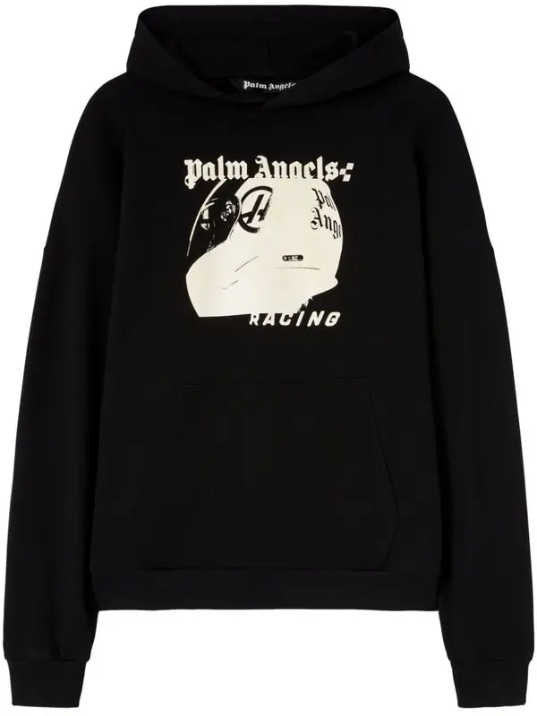 Palm Angels Racing Helmet Print Hoodie