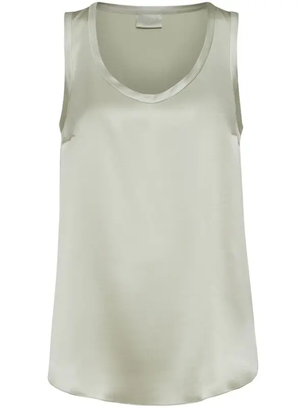 Brunello Cucinelli Sleeveless Stretch-silk Tank Top - Green