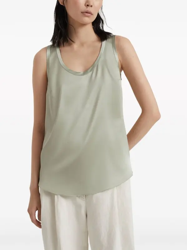 Brunello Cucinelli Sleeveless Stretch-silk Tank Top - Green