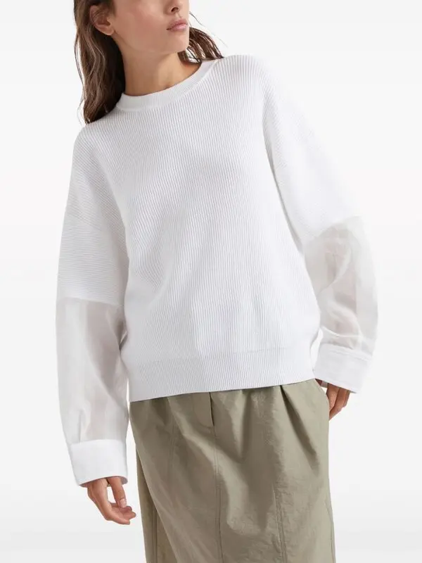 Brunello Cucinelli Sheer-panel Cotton Jumper
