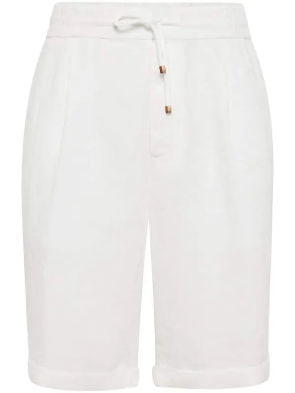 Brunello Cucinelli Drawstring Linen Bermuda Shorts - White