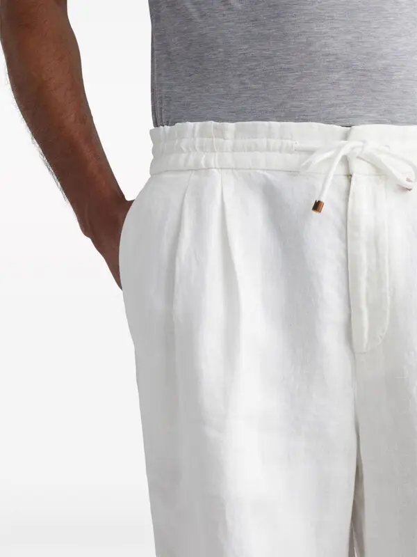 Brunello Cucinelli Drawstring Linen Bermuda Shorts - White