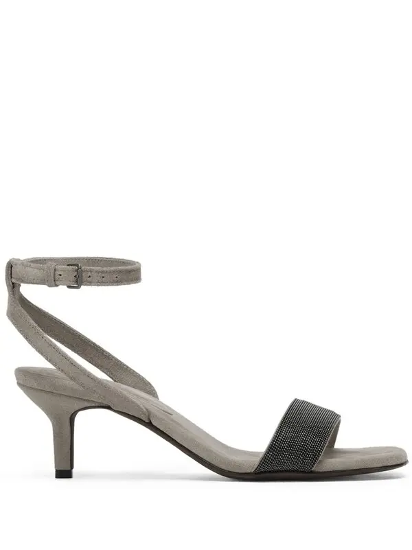 Brunello Cucinelli 60mm Monili Suede Sandals