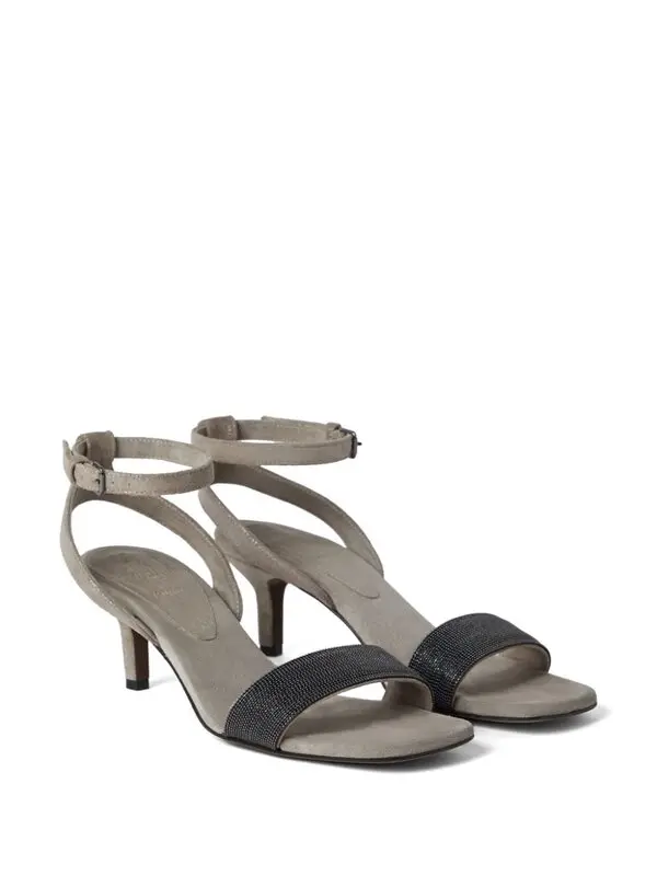 Brunello Cucinelli 60mm Monili Suede Sandals