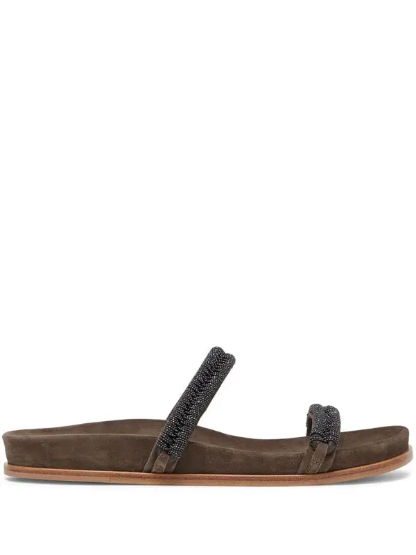 Brunello Cucinelli Beaded Suede Sandals