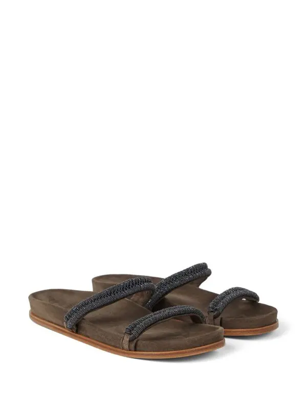 Brunello Cucinelli Beaded Suede Sandals