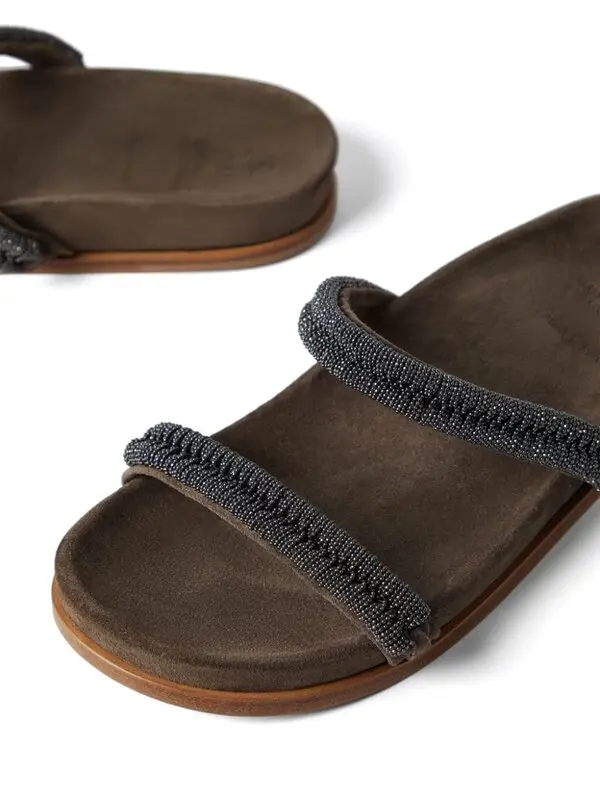 Brunello Cucinelli Beaded Suede Sandals