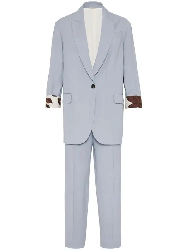 Brunello Cucinelli Single-breasted Trouser Suit - Blue