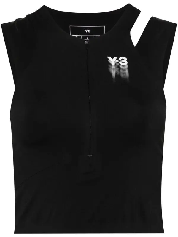 Y3 Logo-print Cropped Performance Top - Black