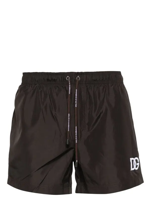 Dolce & Gabbana Logo-appliqué Swim Shorts - Brown