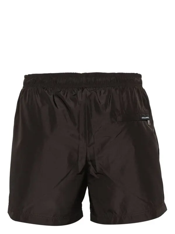 Dolce & Gabbana Logo-appliqué Swim Shorts - Brown