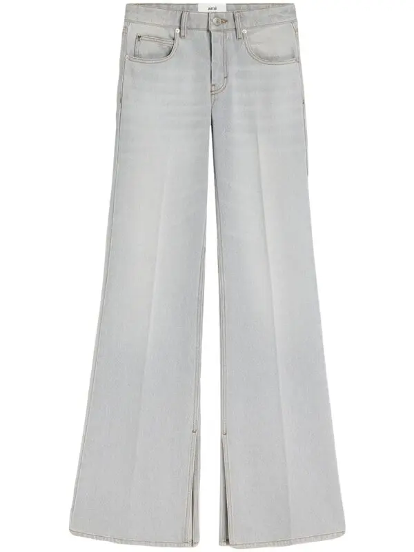 AMI Paris High-rise Wide-leg Jeans - Grey