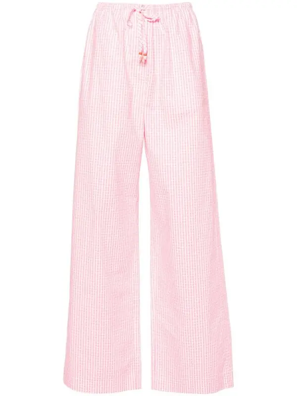 FORTE_FORTE Gingham-check Wide-leg Trousers