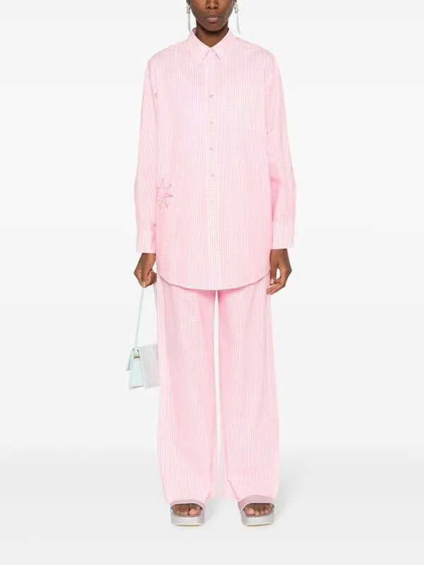 FORTE_FORTE Gingham-check Wide-leg Trousers
