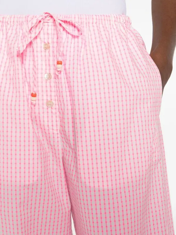 FORTE_FORTE Gingham-check Wide-leg Trousers
