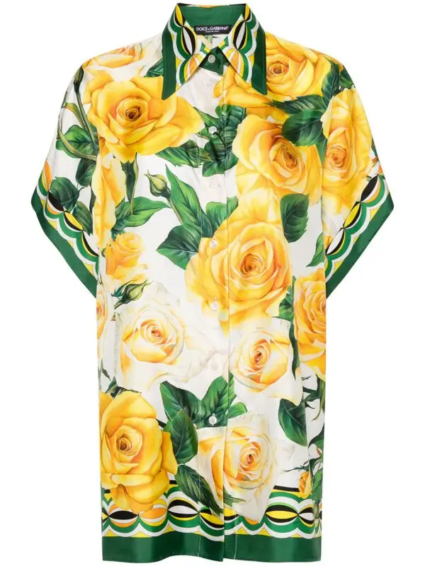 Dolce & Gabbana Rose-print Silk Shirt