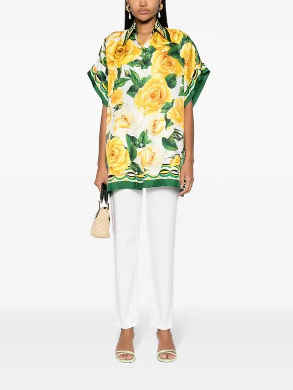 Dolce & Gabbana Rose-print Silk Shirt