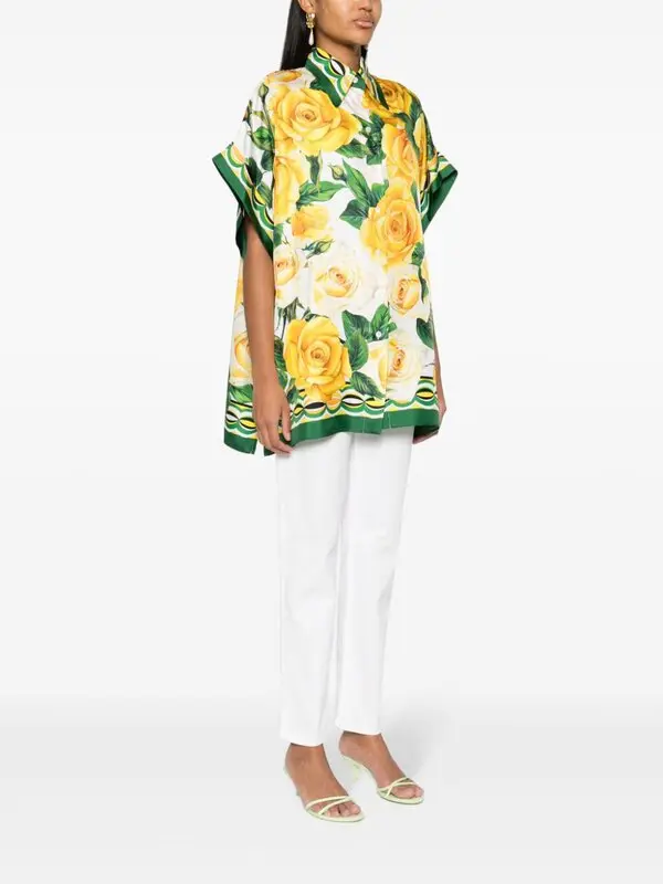 Dolce & Gabbana Rose-print Silk Shirt